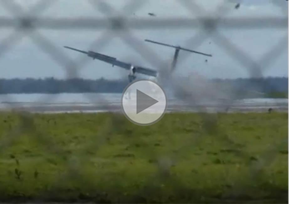 VIDEO - Dash 8 landing gear collapse on landing